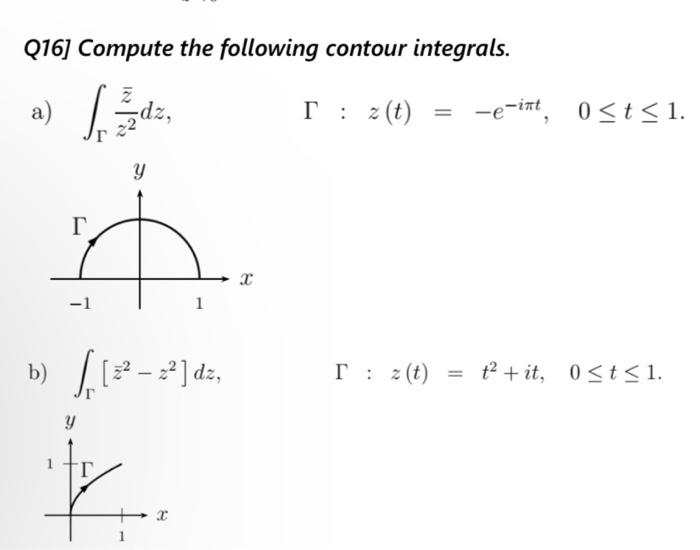 Solved Q16] Compute the following contour integrals. a) T: | Chegg.com