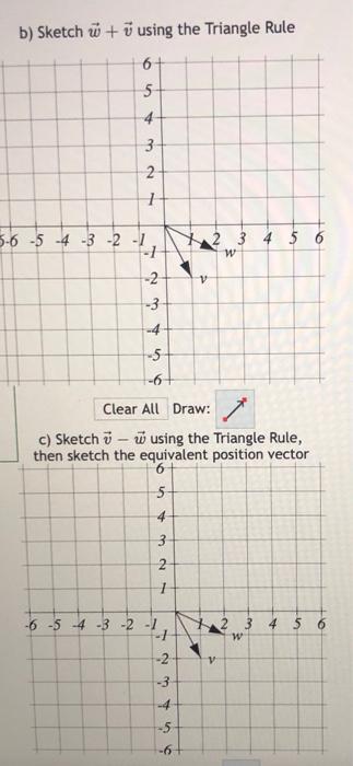 Solved Given the vectors v & w:(b) Sketch w+v using the | Chegg.com