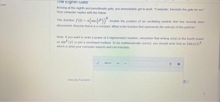 Solved Arriving at the eighth and penultimate gate, you | Chegg.com