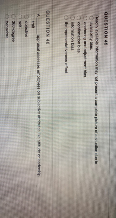 Solved QUESTION 45 Readily available information may not | Chegg.com