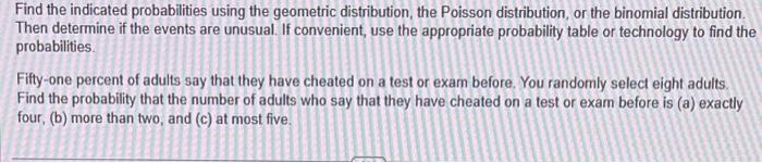 Solved Find the indicated probabilities using the geometric | Chegg.com