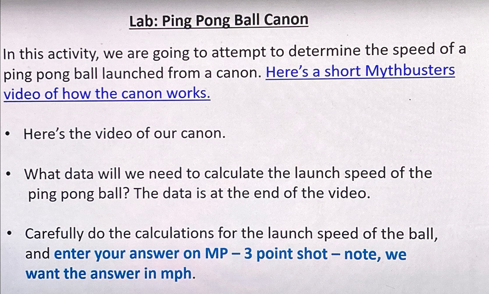 Solved Lab: Ping Pong Ball CanonIn this activity, we are | Chegg.com