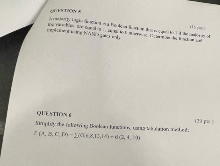Solved A majority logic function is a Boolean function that | Chegg.com
