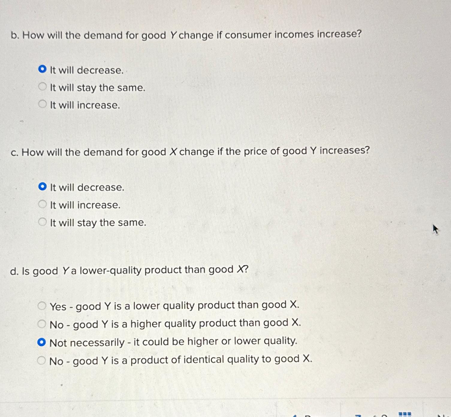 Solved b. ﻿How will the demand for good Y ﻿change if | Chegg.com