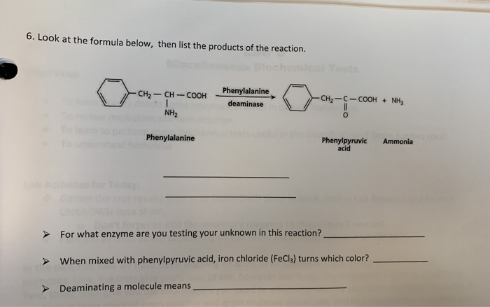 Solved 6. Look at the formula below, then list the products | Chegg.com