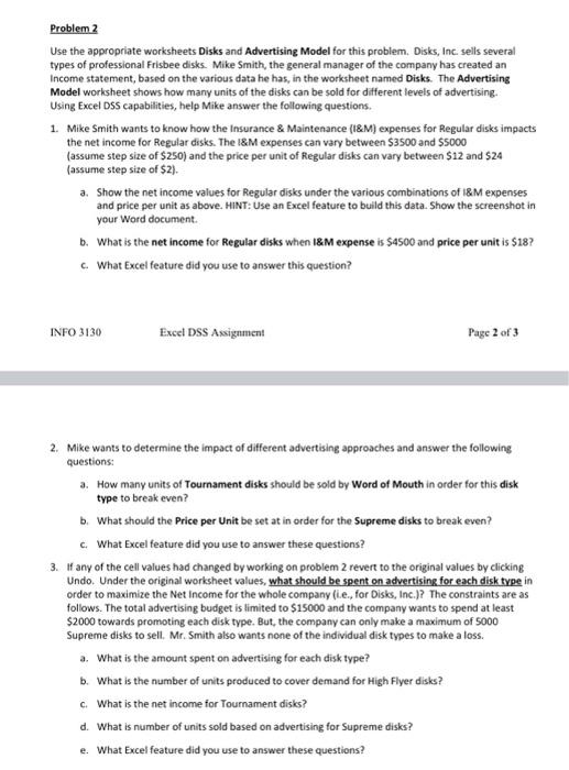 1. Download the Excel file ExcelDSSData.xlsx from the | Chegg.com