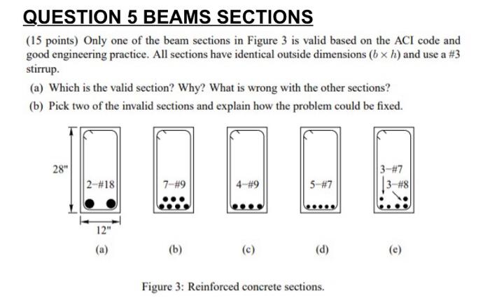 Solved QUESTION 5 BEAMS SECTIONS (15 points) Only one of the | Chegg.com