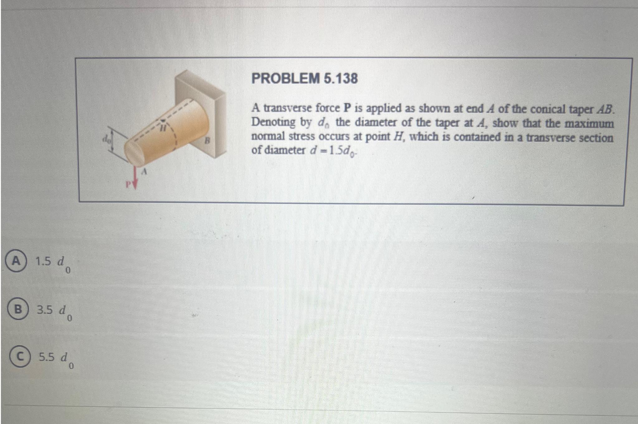 Solved PROBLEM 5.138A transverse force P ﻿is applied as | Chegg.com