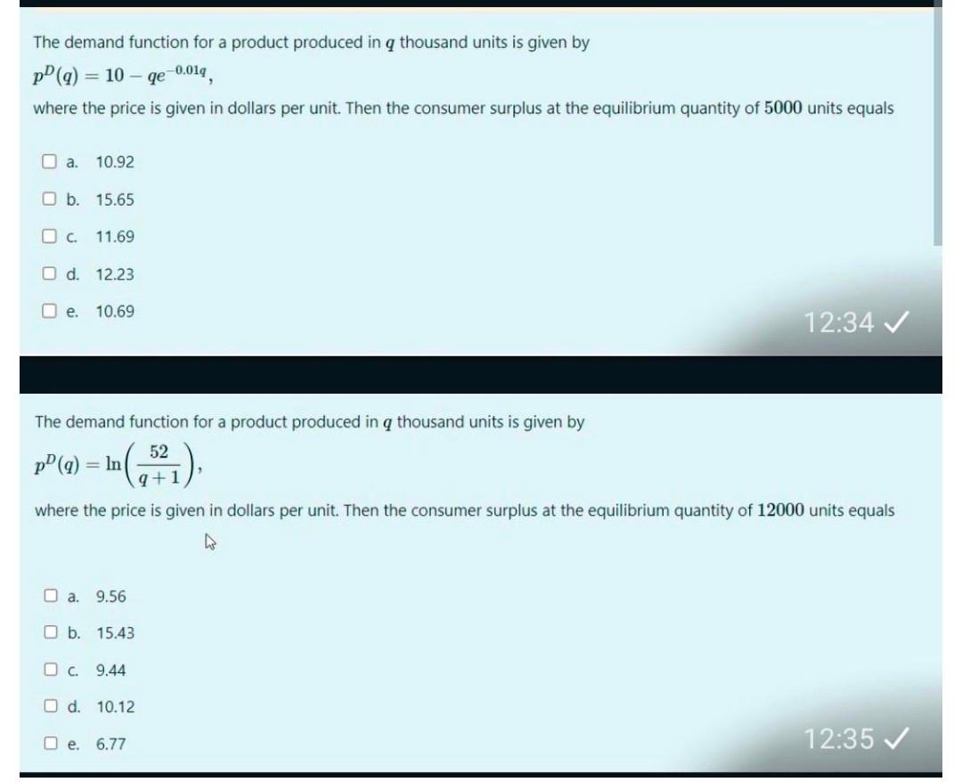 Solved The demand function for a product produced in q | Chegg.com