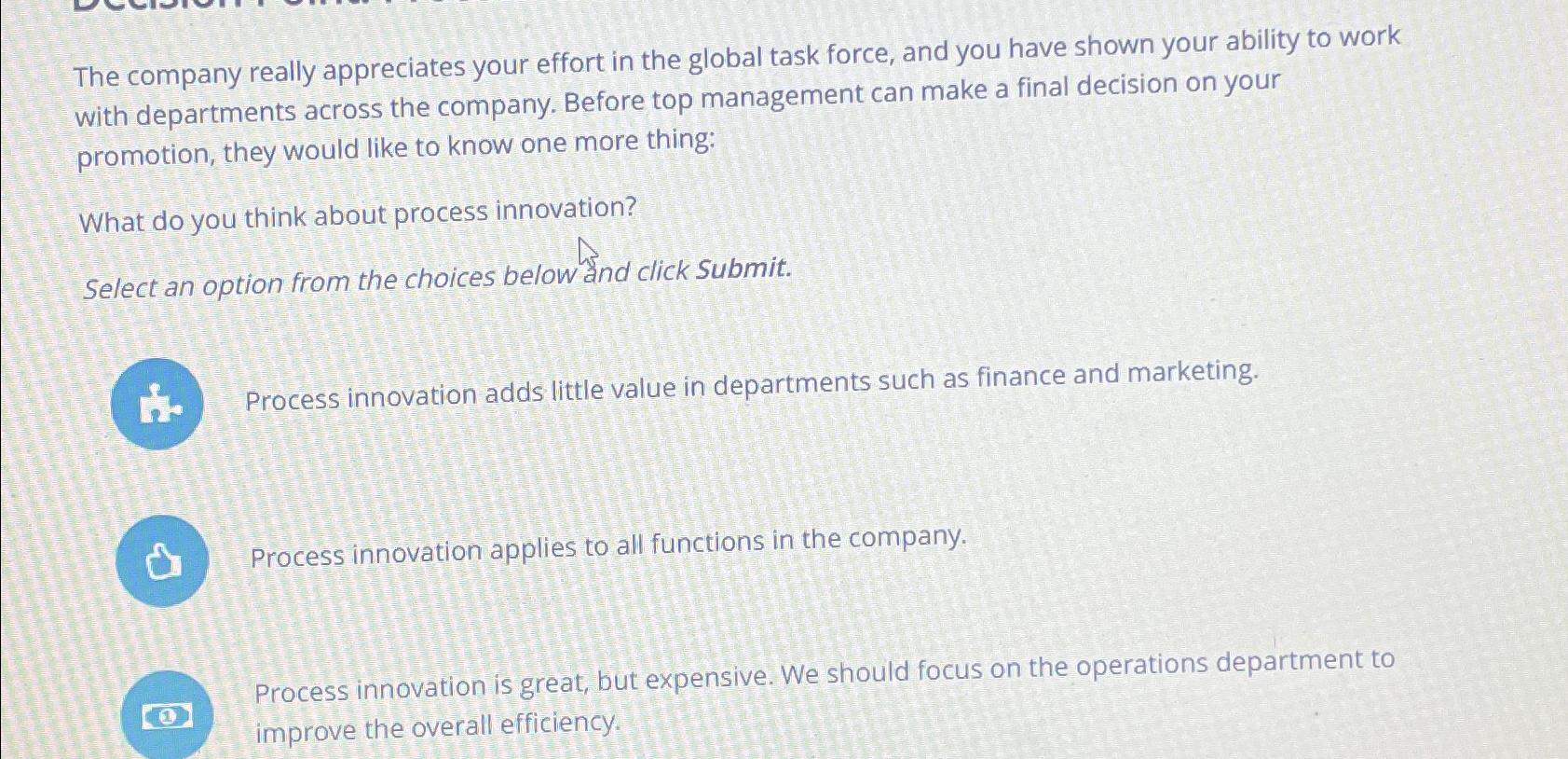 Solved The company really appreciates your effort in the | Chegg.com