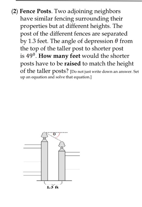 Solved (2) Fence Posts. Two adjoining neighbors have similar | Chegg.com