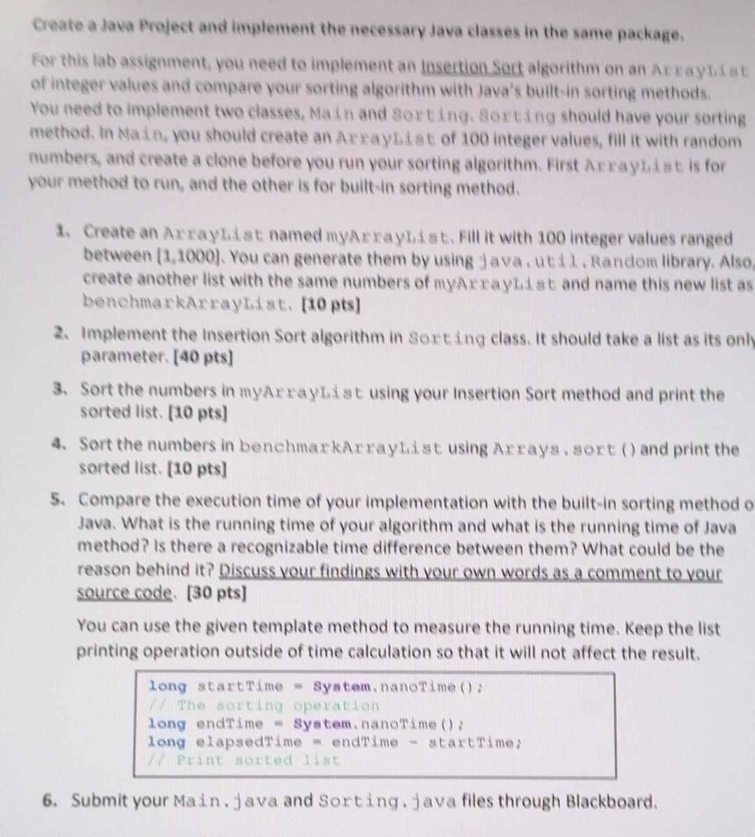 Solved Create a Java Prolect and implement the necessary | Chegg.com