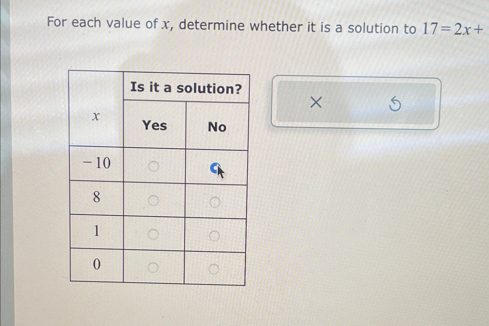 Solved For each value of x, ﻿determine whether it is a | Chegg.com