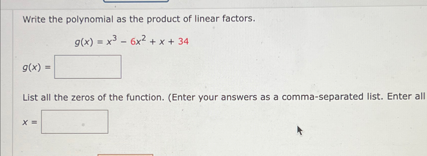 Solved Write the polynomial as the product of linear | Chegg.com