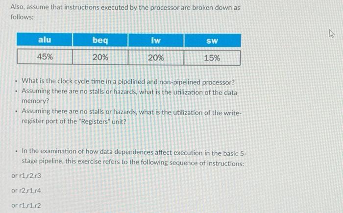 Solved - Assume that there are no pipeline stalls and that | Chegg.com