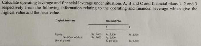 Solved Calculate operating leverage and financial leverage | Chegg.com