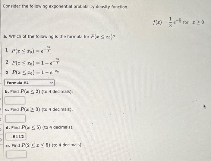 Solved Consider the following exponential probability | Chegg.com