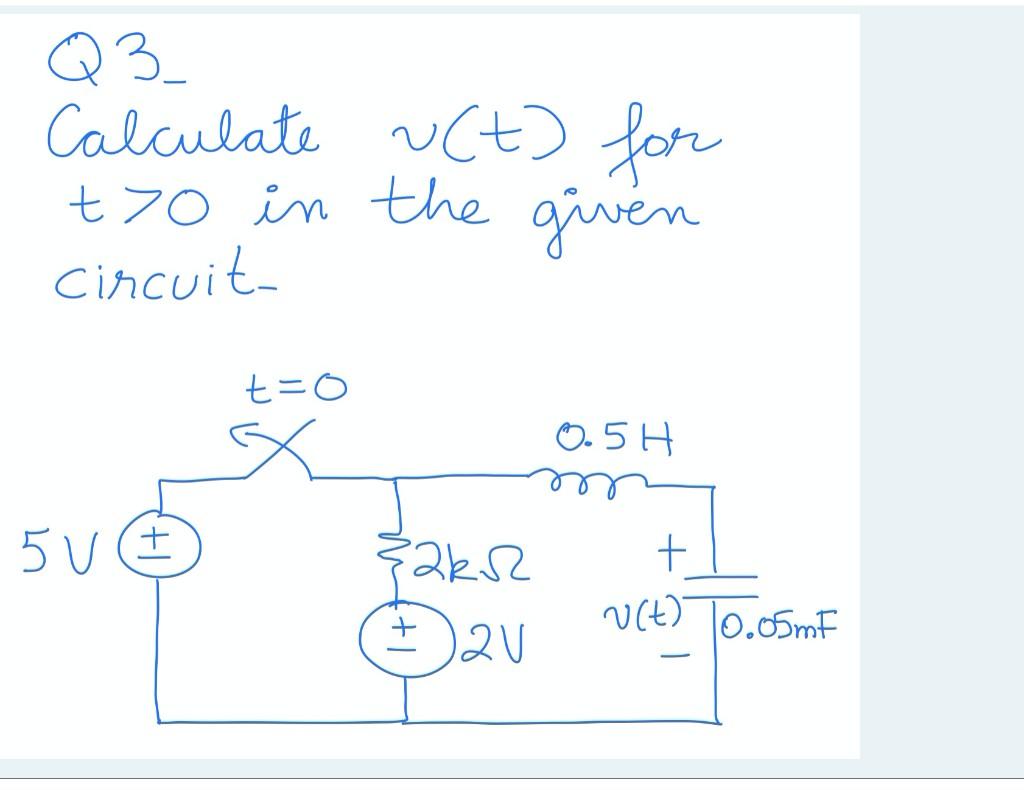 Solved Q3 Calculate uct) for to in the given circuit. t=0 | Chegg.com