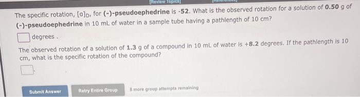 Solved The specific rotation, [a] DD for (−)−2-butanol is | Chegg.com