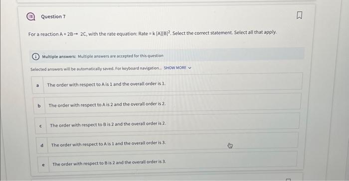 Solved For a reaction A + 2B 2C, with the rate equation: | Chegg.com