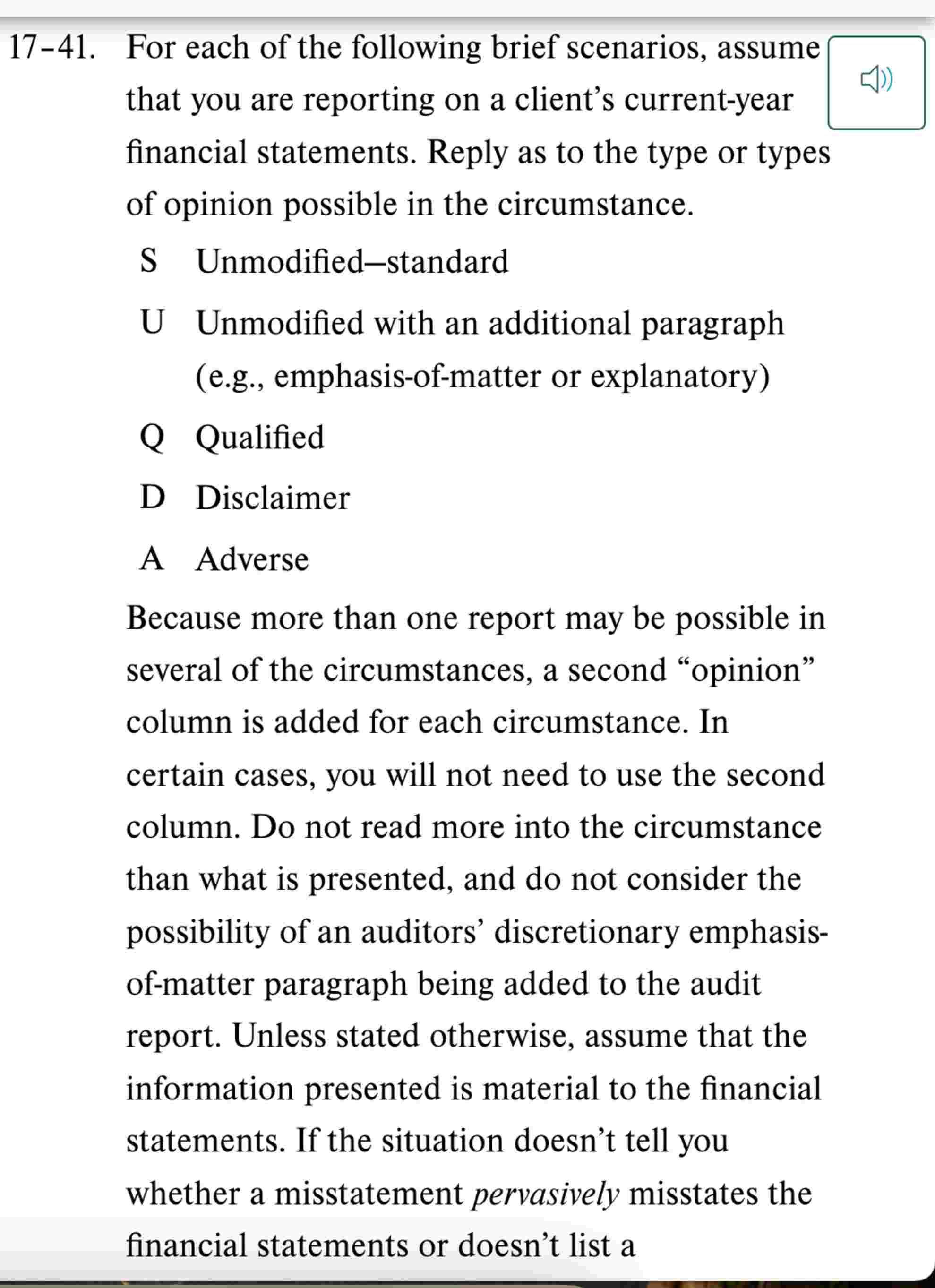 Solved 17-41. ﻿For each of the following brief scenarios, | Chegg.com