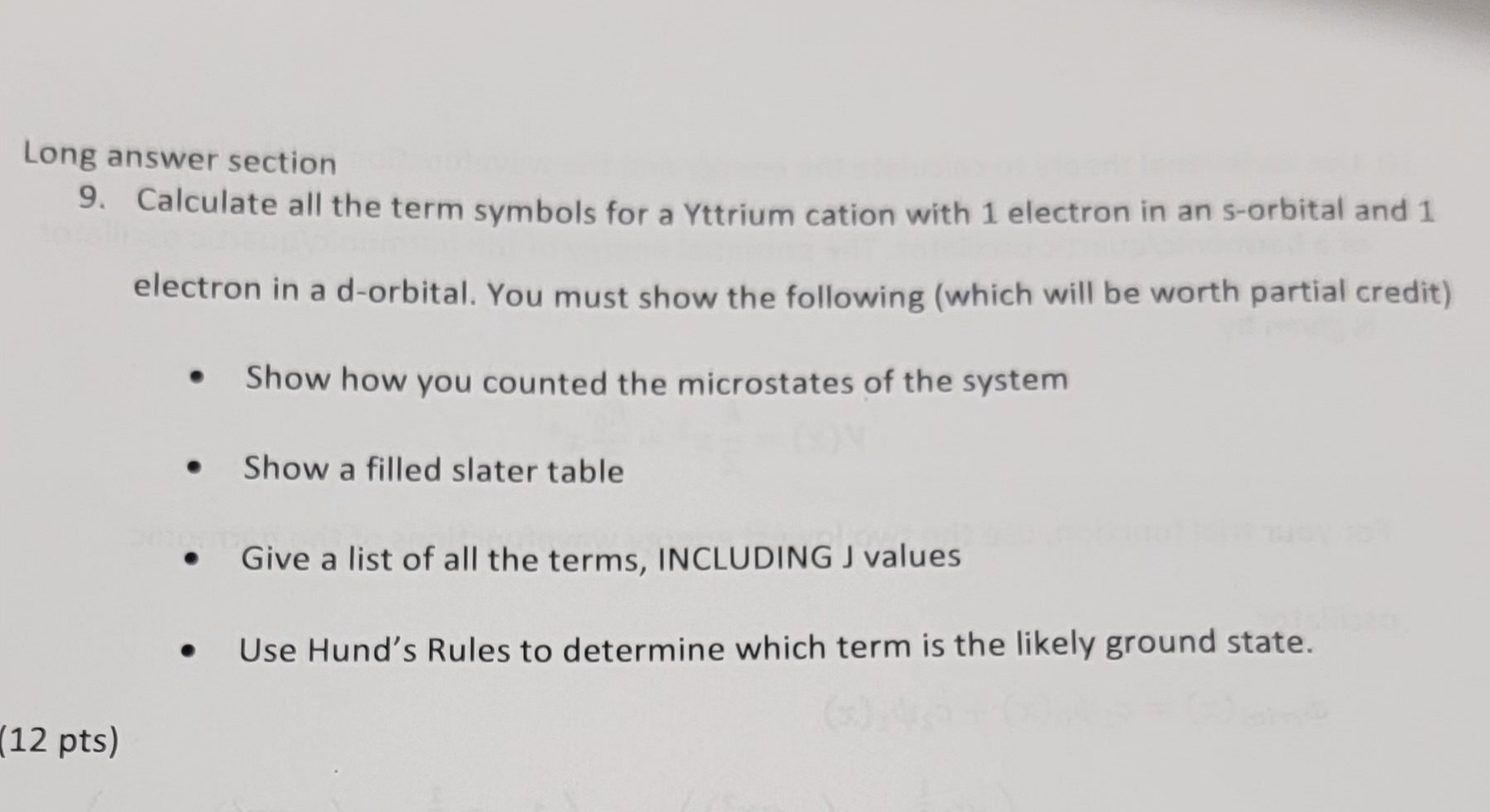 Solved Long answer sectionCalculate all the term symbols for | Chegg.com
