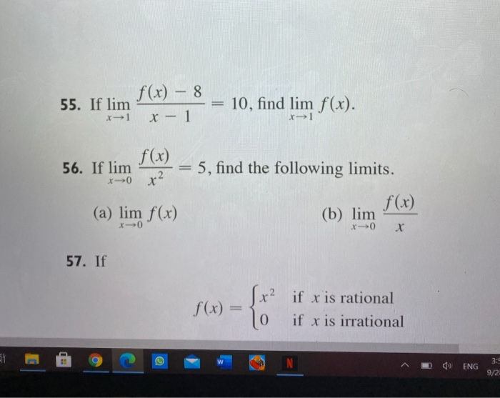 Solved f(x) - 8 55. If lim x-1 X - 1 10, find lim f(x). x-1 | Chegg.com