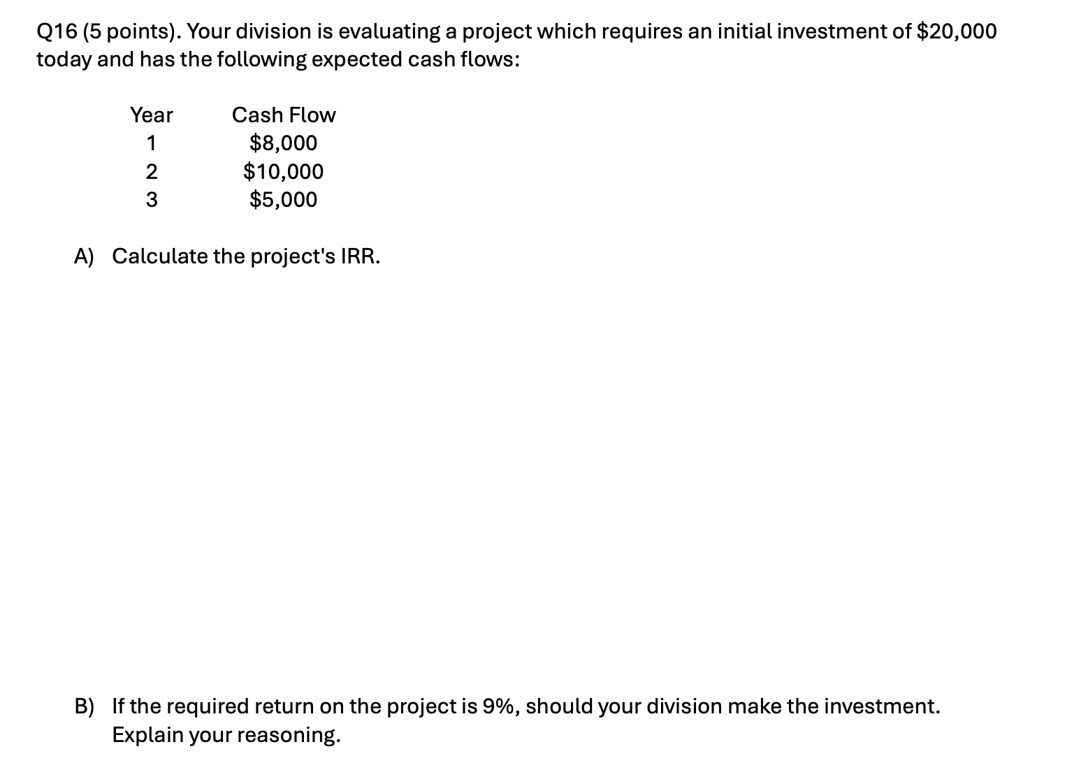 Solved Your division is evaluating a project which requires | Chegg.com