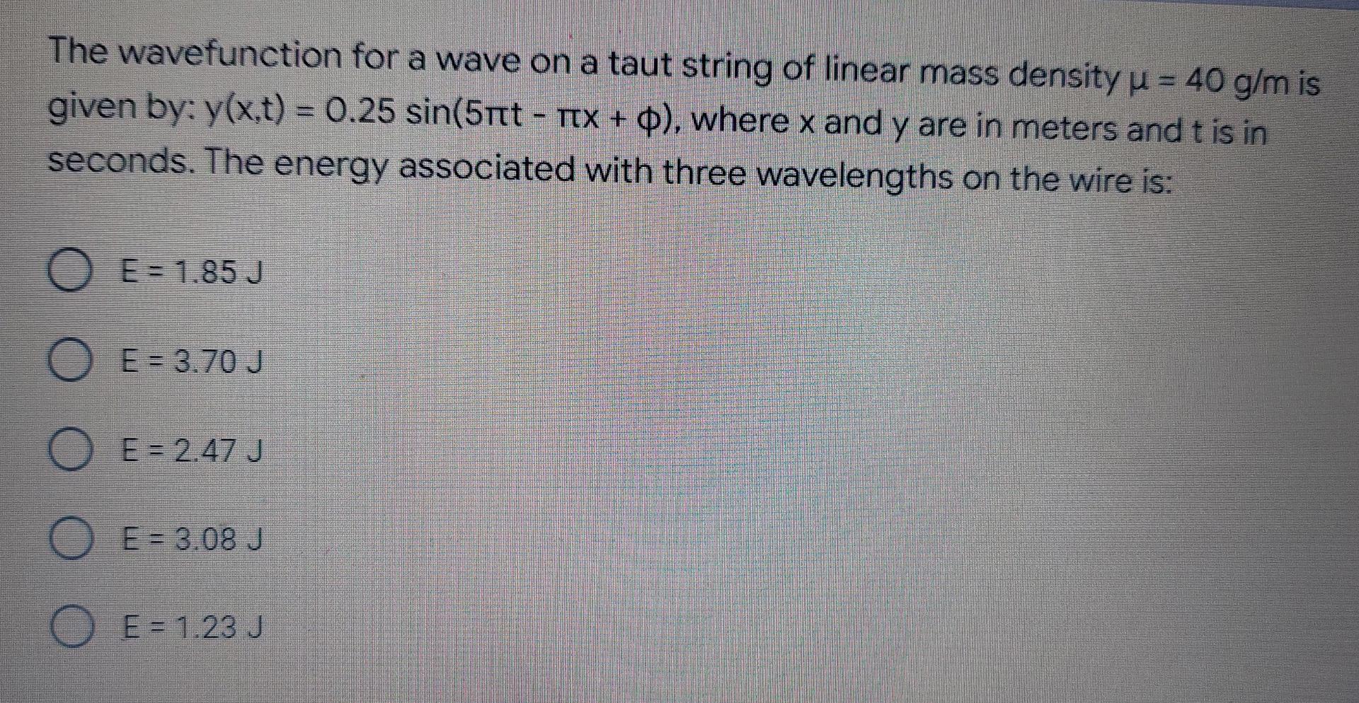 Solved The wavefunction for a wave on a taut string of | Chegg.com