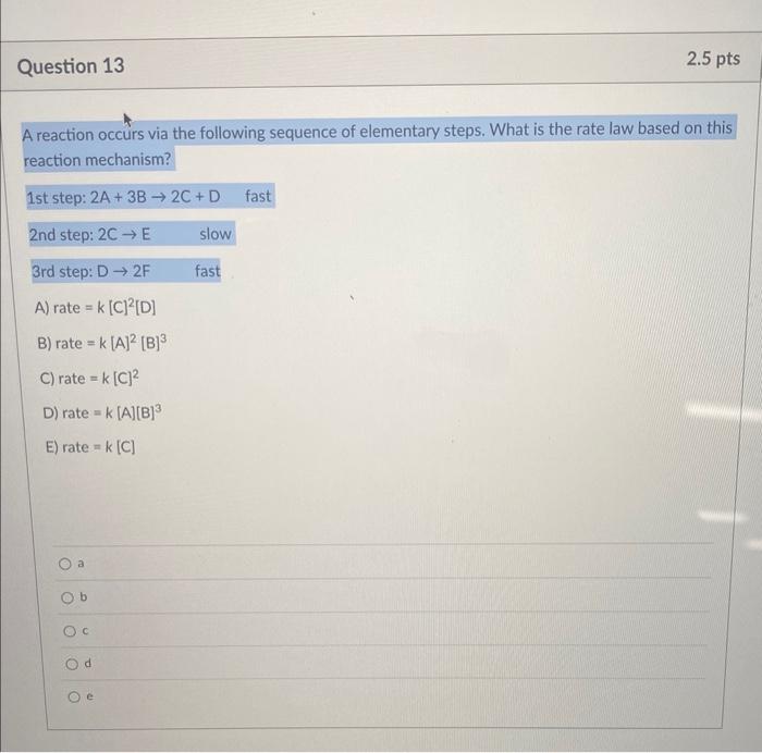Solved A reaction occurs via the following sequence of | Chegg.com