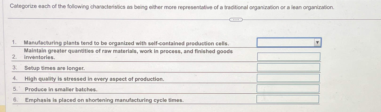 Solved Categorize each of the following characteristics as | Chegg.com