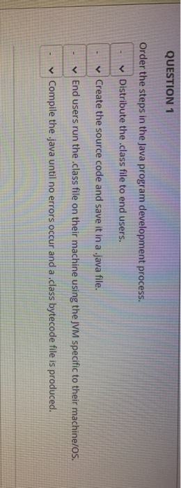 Solved QUESTION 1 Order the steps in the Java program | Chegg.com