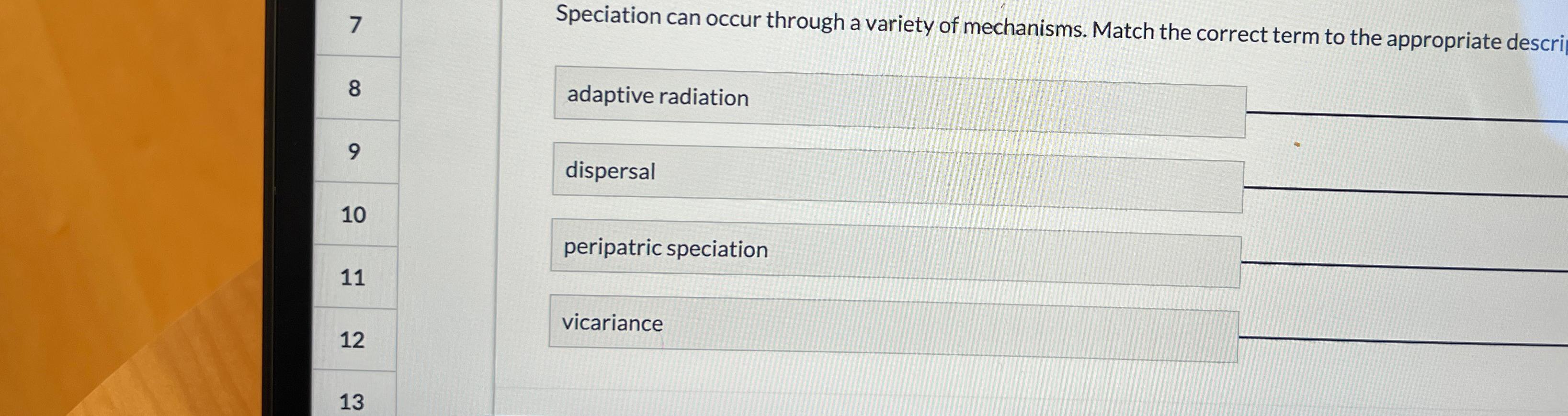 Solved Speciation can occur through a variety of mechanisms. | Chegg.com