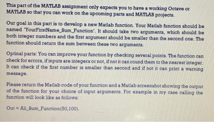 Solved This part of the MATLAB assignment only expects you | Chegg.com Solved This part of the MATLAB assignment only expects you | Chegg.com