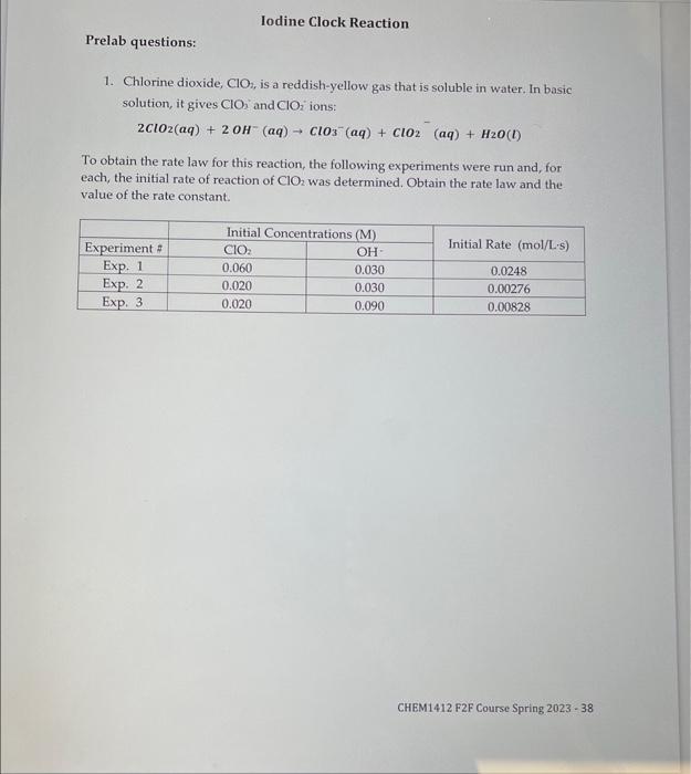 Solved 1. Chlorine dioxide, ClO2, is a reddish-yellow gas | Chegg.com