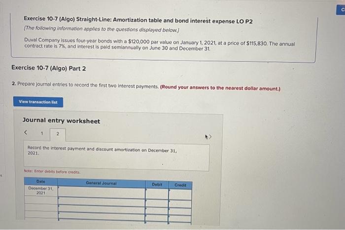 Solved Required information Exercise 10-7 (Algo) | Chegg.com