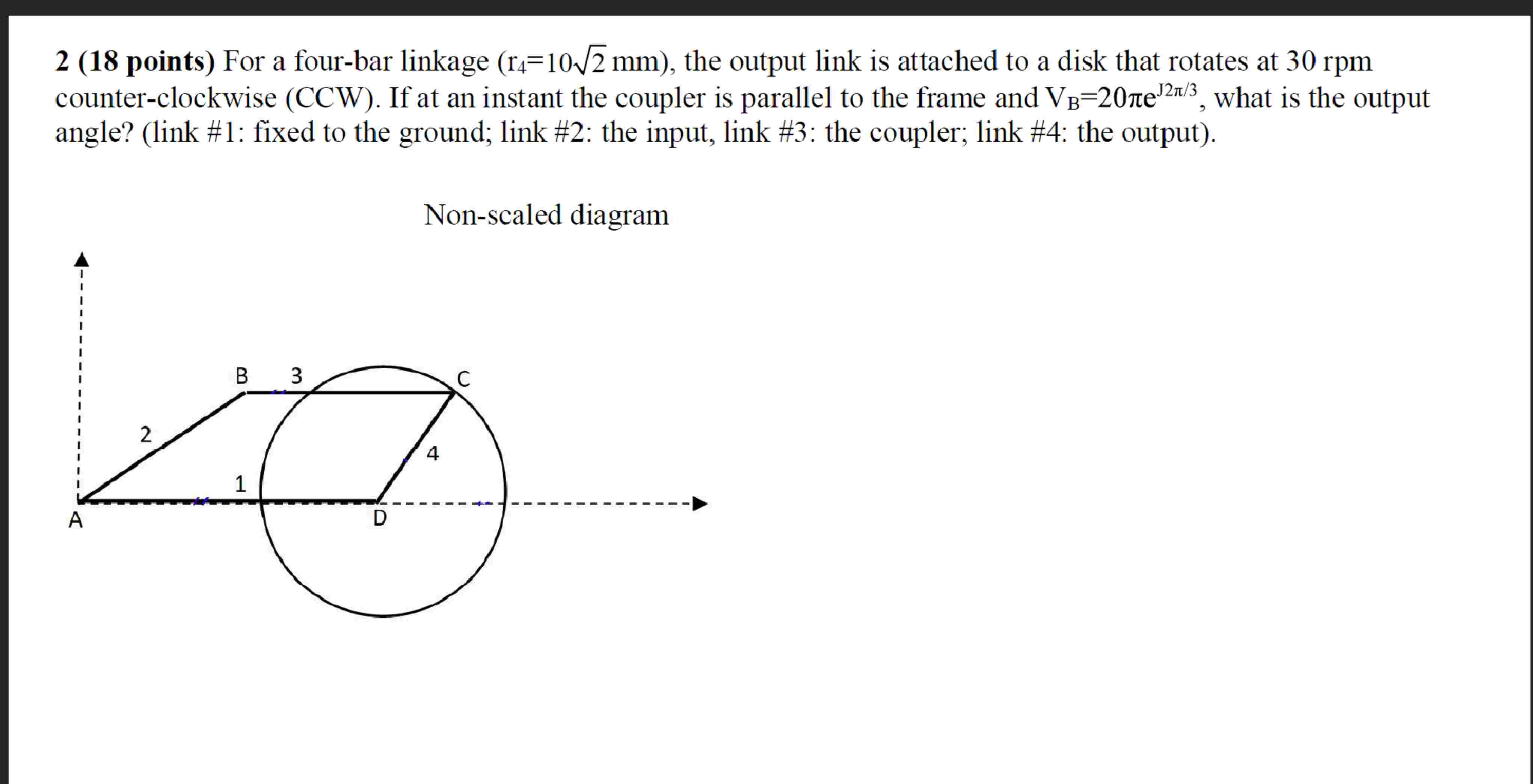 Solved 2 (18 ﻿points) ﻿For a four-bar linkage (r4=1022(mm)), | Chegg.com