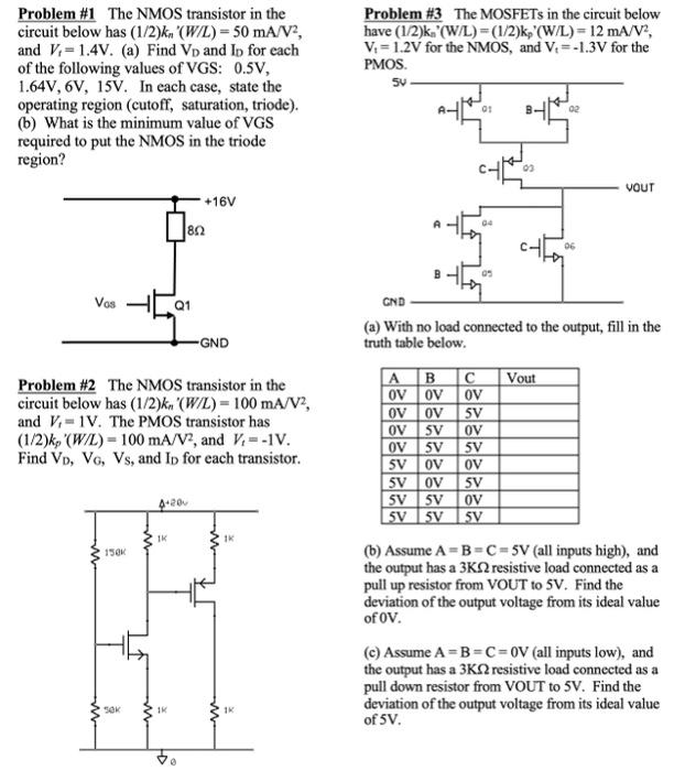 Solved Problem \#1 The NMOS transistor in the circuit below | Chegg.com