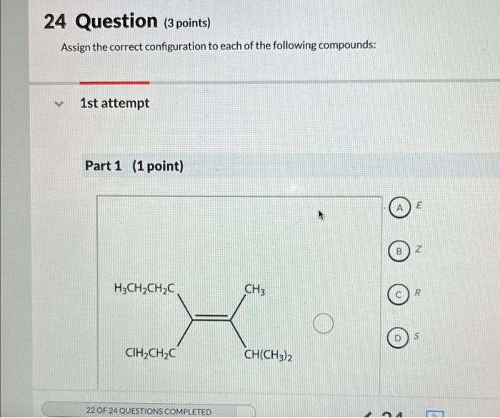 Solved Part 2 (1 point) (A) E (B) z (c) R (D) sAssign the | Chegg.com