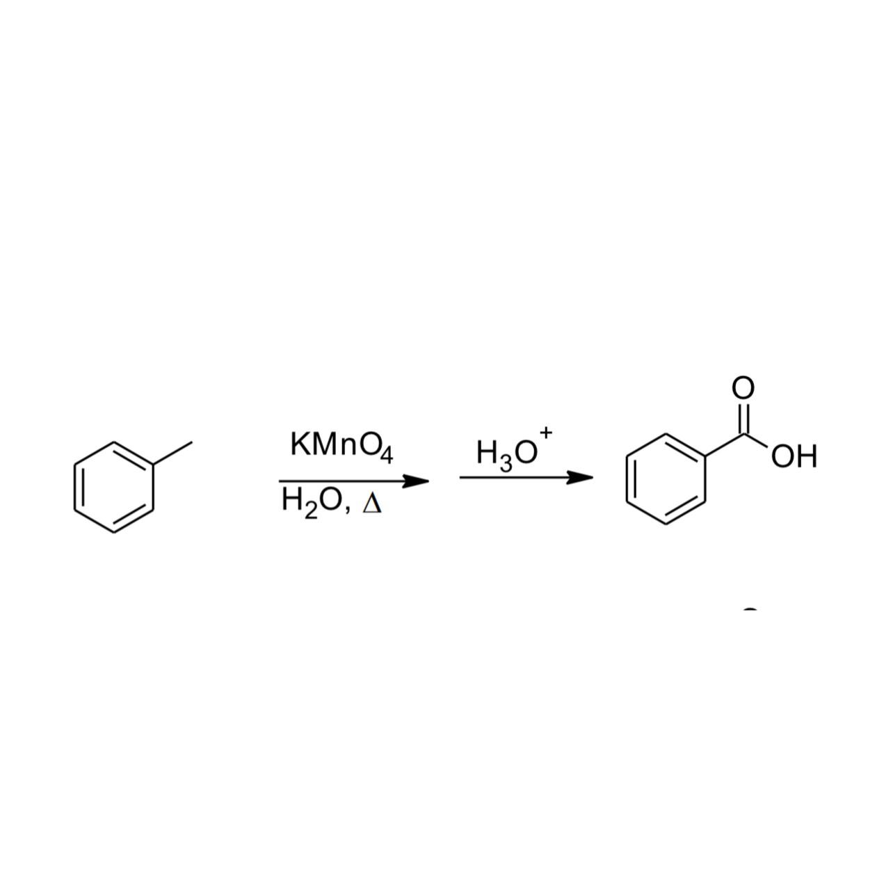 Solved Draw the Side Chain Oxidation of toluene to benzoic | Chegg.com