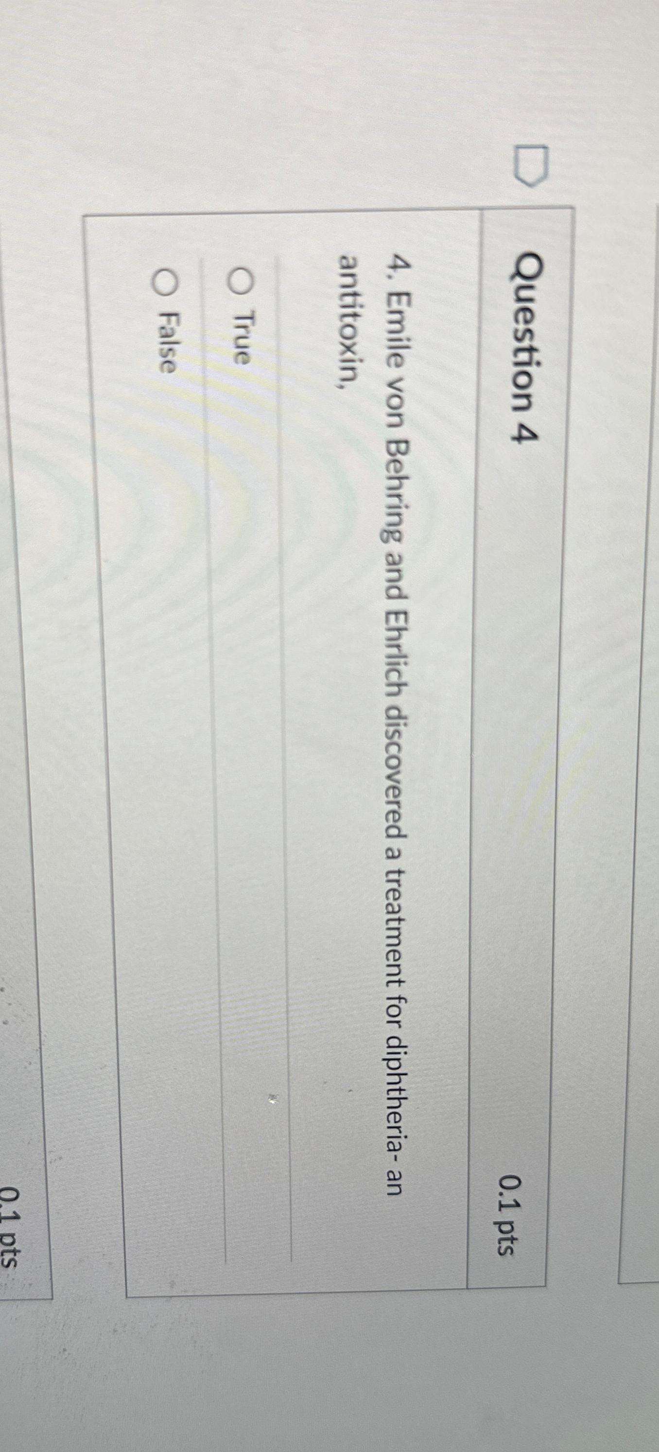 Solved Question 40.1pts4. ﻿Emile von Behring and Ehrlich | Chegg.com