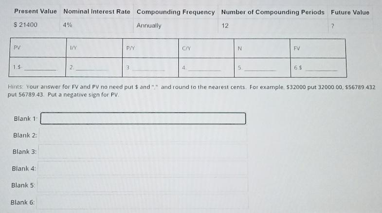 Solved Present Value Nominal Interest Rate Compounding | Chegg.com