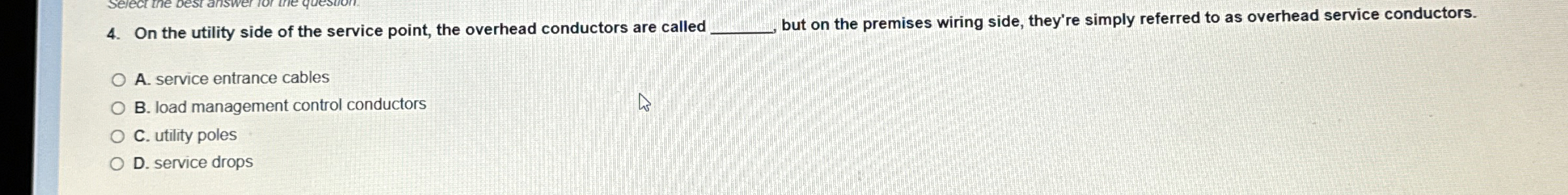 Solved On the utility side of the service point, the | Chegg.com