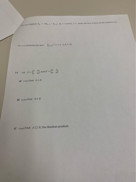 Solved 13. (4 pes Evaluate the sum: 2 ipes, )2,5=(−2,0,1,3) | Chegg.com Solved 13. (4 pes Evaluate the sum: 2 ipes, )2,5=(−2,0,1,3) | Chegg.com