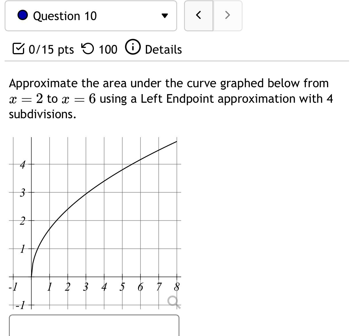 Solved Question 10『 0/15 ﻿pts 100 (i) ﻿DetailsApproximate | Chegg.com
