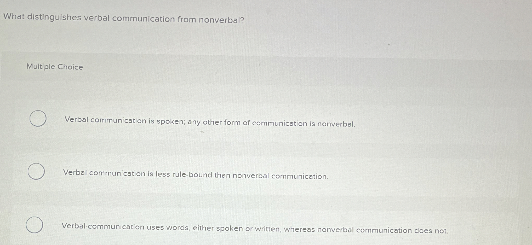 Solved What distinguishes verbal communication from | Chegg.com