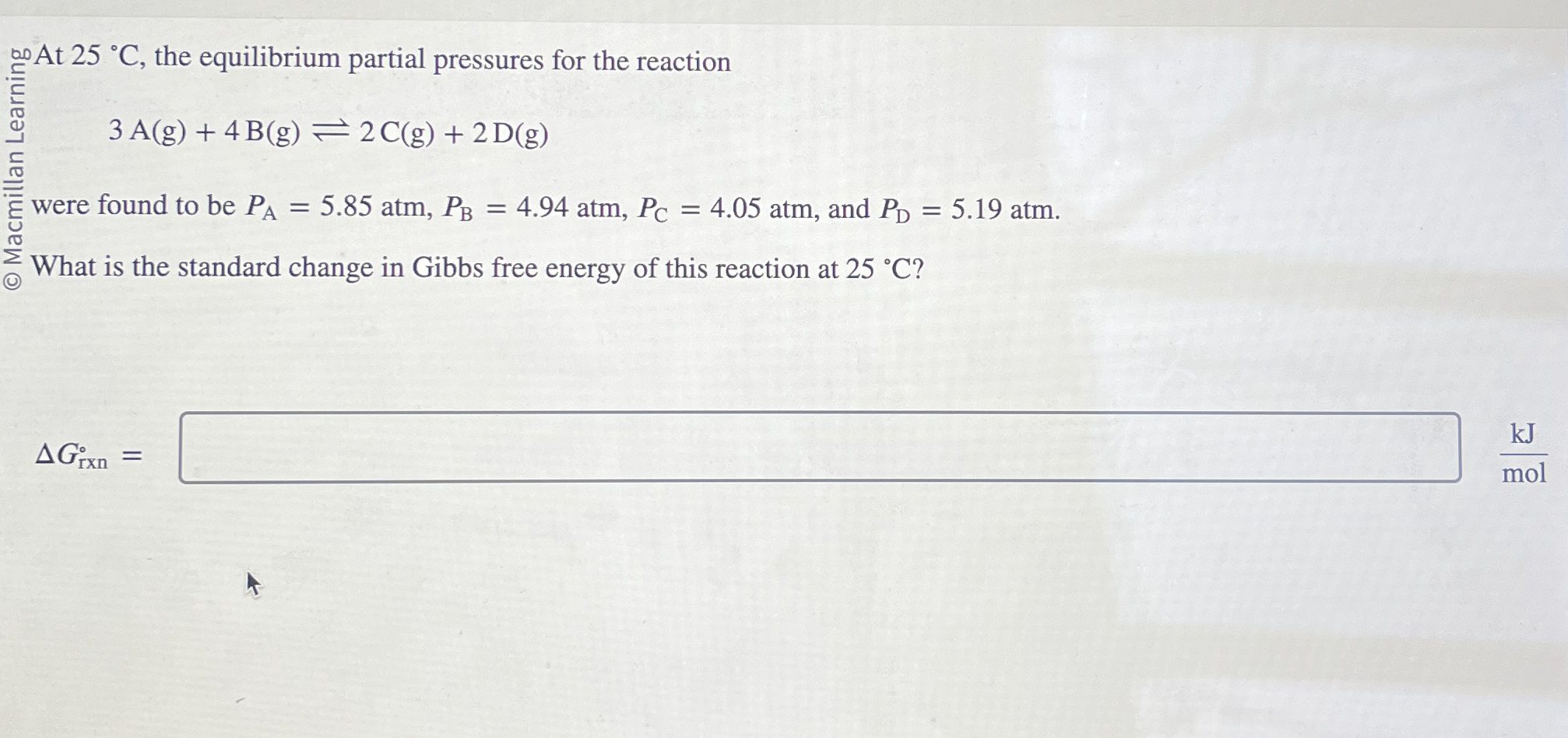 Solved ∞At 25°C, ﻿the equilibrium partial pressures for the | Chegg.com