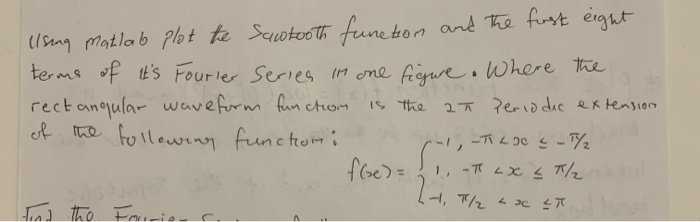 Solved Llsing Matlab Plot The Sawtooth Function And The Fust