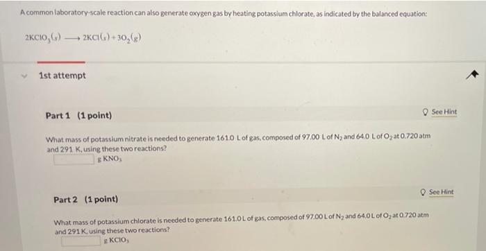 Solved A common laboratory-scale reaction can also generate | Chegg.com
