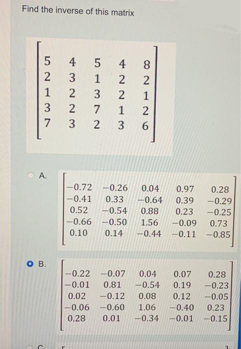 Solved Find the inverse of this matrix | Chegg.com